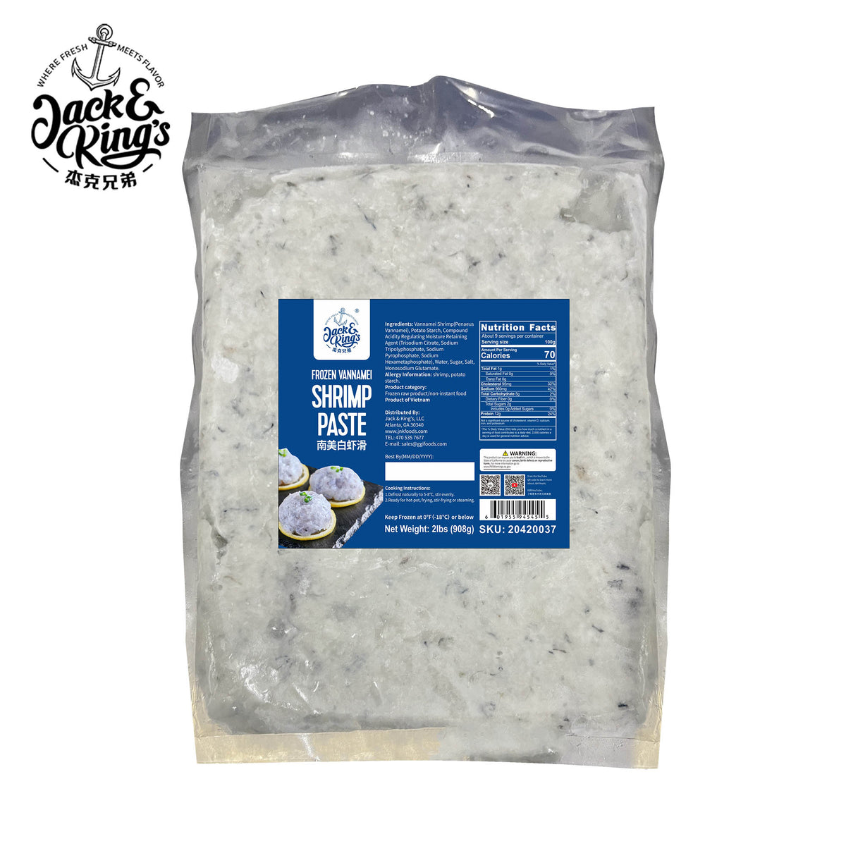 Frozen Vannamei Shrimp Paste 10*908g,JNK,Vietnam – Jack & King's